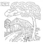 Covered Bridge Embroidery Pattern | French Knots